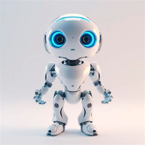 Premium Photo Little Cute Robot Funny Virtual Assistant Bot Isolated