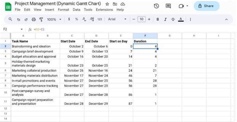 Gantt Chart Google Sheets