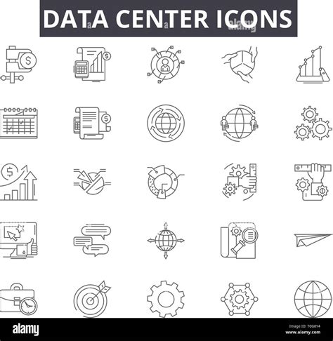 Data Center Line Icons For Web And Mobile Design Editable Stroke Signs Data Center Outline