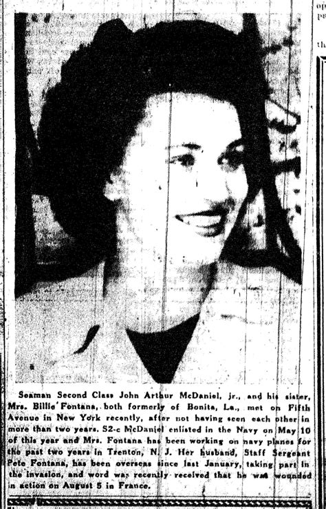 Willie Mae “billie” Mcdaniel Fontana 1916 1995 Find A Grave Memorial