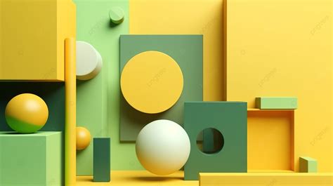 柔和的黃色和綠色幾何形狀 3d 渲染組合 蓝色讲台 粉红色的讲台 粉红色 3d背景圖片和桌布免費下載