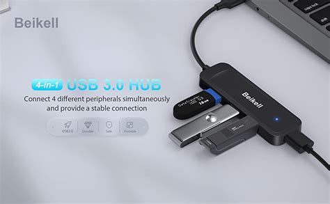 [bnib] Beikell Bm6406 4 Port Usb 3 0 Data Hub Ultra Slim High Speed Usb Splitter For