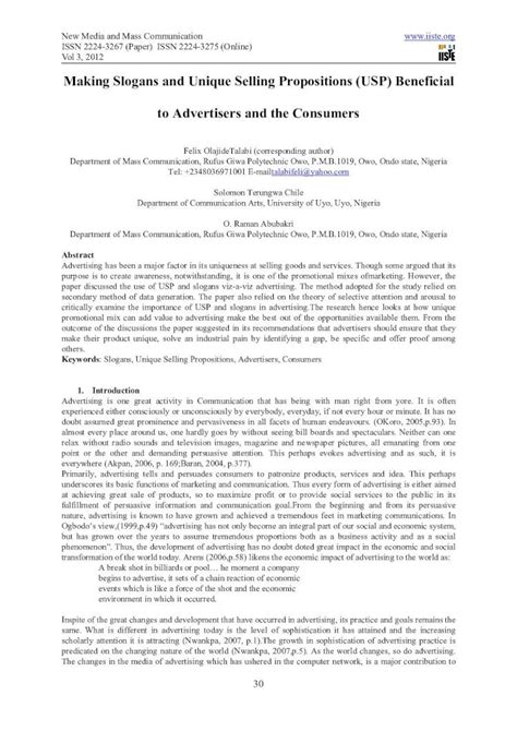 Pdf Making Slogans And Unique Selling Propositions Usp Beneficial To Advertisers And The