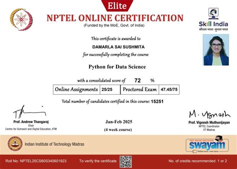 Thrilled To Share That Ive Earned An Elite Certificate In “python For
