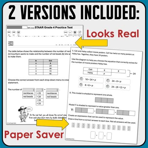 Staar Test Prep 4th Grade Math Staar Review Practice Test Simulation 2025