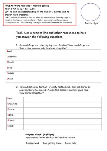 Problem Solving Rucsac Teaching Resources