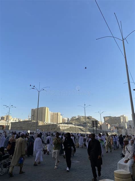 Atmosphere Of The City Of Mecca Near Masjid Al Haram With Crowded