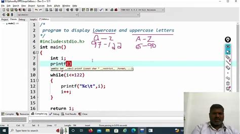 c 4 6 program to display lowercase and uppercase letters c language