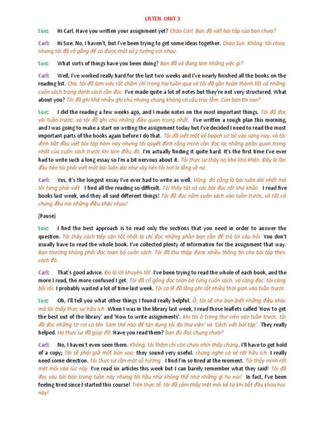 BÀi Nghe Unit 3 Có Dịch Pdf