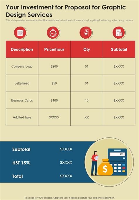 Your Investment For Proposal For Graphic Design Services One Pager