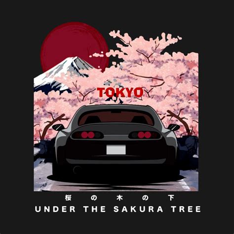 Toyota Supra MK4 A80 Under Sakura Tree JDM Car Toyota Supra T Shirt