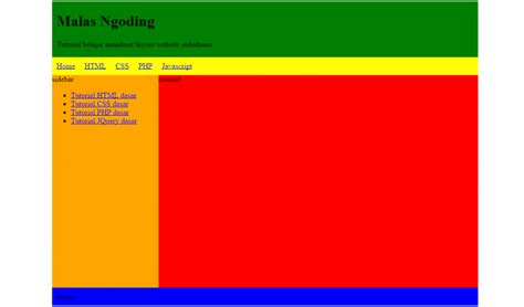 membuat tampilan layout website sederhana dengan html dan css