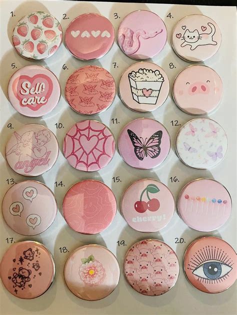 Pink Aesthetic Button Pins Etsy Pin Button Design Easy Diy Art