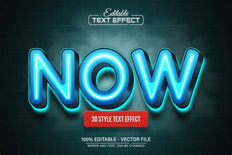 Now Blue Neon Text Effect Editable Graphic By Aglonemadesign · Creative