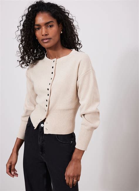 Neutral Cotton Blend Cardigan Mint Velvet