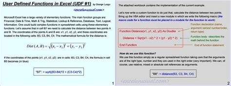 Writing Excel User Defined Functions In VBA Part 1 The Distance