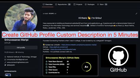 Create Your Custom Github Profile Descriptionoverview In 5 Minutes Youtube