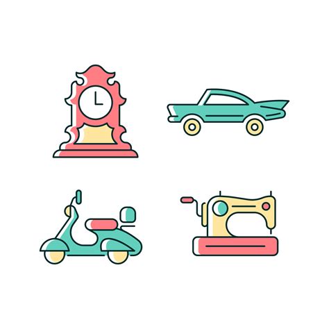 Retro Collectables Rgb Color Icons Set 3485953 Vector Art At Vecteezy