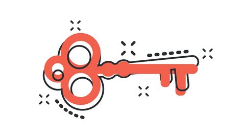 Vector Cartoon Key Icon In Comic Style Secret Keyword Sign