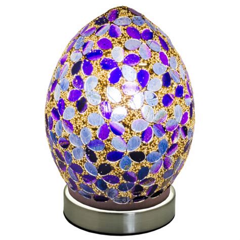 Small Mosaic Glass Egg Lamp Purple Flower Abbeygate Lighting