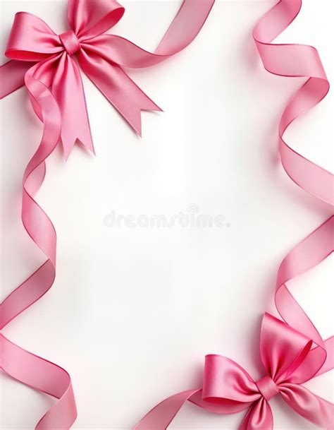 Pink Ribbons Bows Create Frame Elegant Design Suitable For Invitations Decor Stock