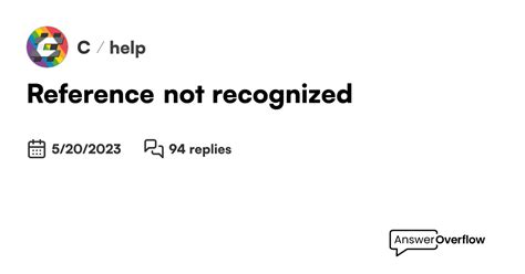 Reference Not Recognized C