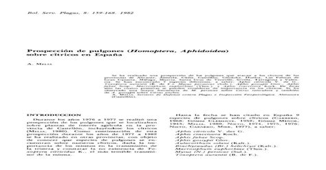 Prospección De Pulgones Homoptera Aphidoidea … Prospección De