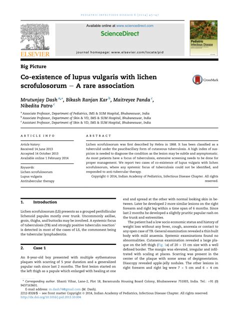 Pdf Co Existence Of Lupus Vulgaris With Lichen Scrofulosorum A Rare