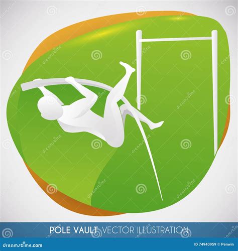 Athlete Doing A Long Jump In Pole Vault Event Vector Illustration