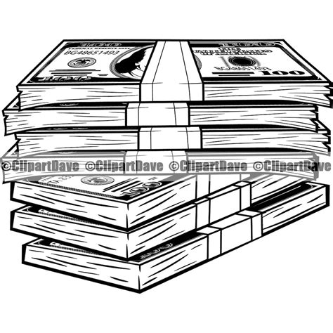 Money Stack Svg Design 100 Dollar Bill Cash Pile Pay Payment Etsy
