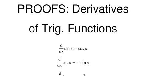 Brandis Buzzar Blog Proofs Of Derivative Trig Functions
