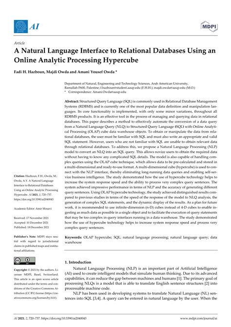 Pdf A Natural Language Interface To Relational Databases Using An