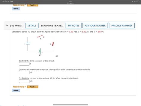 Solved Consider A Series RC Circuit As In The Figure Below Chegg Com