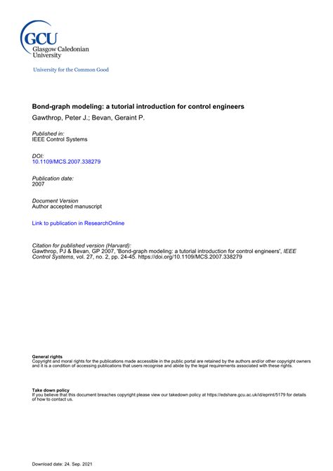 Bond Graph Modeling A Tutorial Introduction For Control Engineers