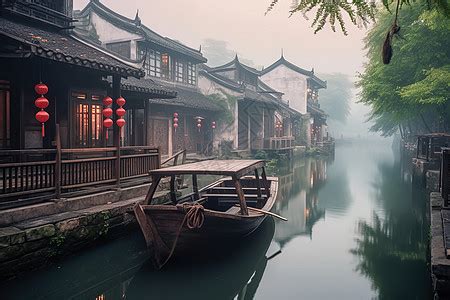 古色古香的周庄山水插画图片下载 正版图片600323163 摄图网