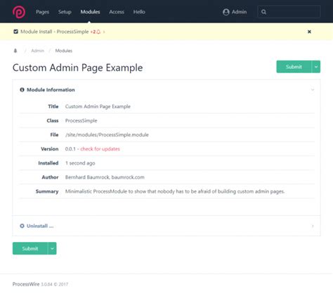 Building Custom Admin Pages With Process Modules
