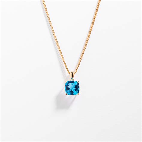 9k Yellow Gold Blue Topaz December Birthstone Pendant Simon Curwood