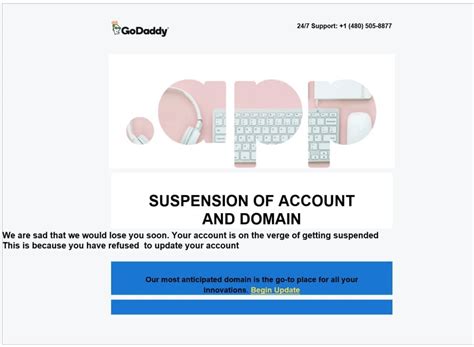 phishing message of the day godaddy final warning active impact