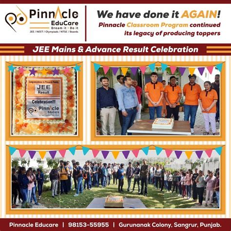 We Have Done It Again Pinnacle Classroom Program Continued Its Legacy Of Producing Toppers Jee