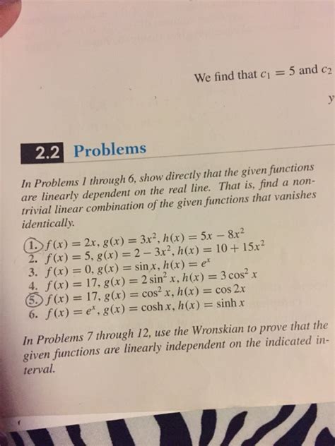 Solved Show Directly That The Given Functions Are Linearly