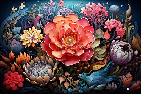 五彩斑斓的花海插画图片下载 正版图片600611672 摄图网