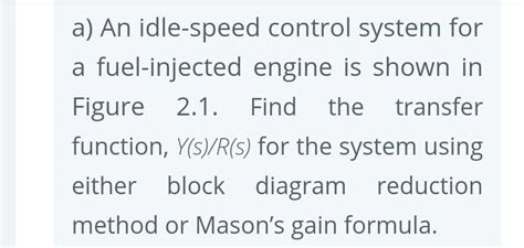 Solved A An Idle Speed Control System For A Fuel Injected