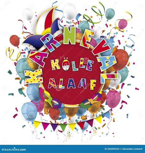 Koelle Alaaf Golden Paper Circle Balloons Confetti Karneval Vector Illustration CartoonDealer