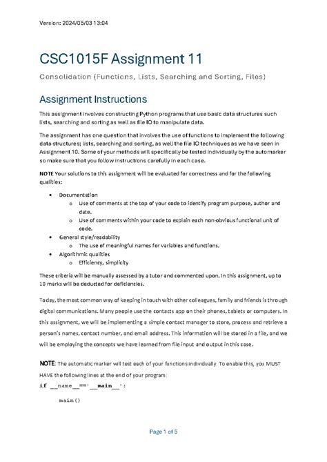 11 Consolidation Practice Version 20240503 13 Csc1015f Assignment 11 Consolidation