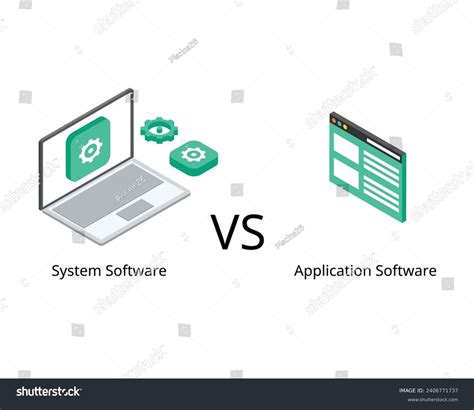 Difference Between Application Software Operating System Stock Vector