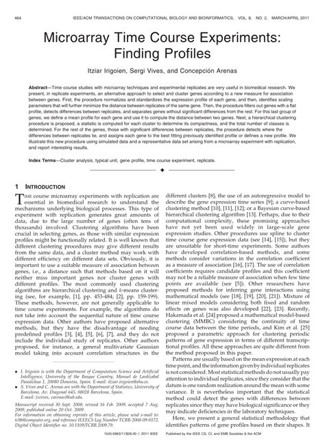 Pdf Microarray Time Course Experiments Finding Profiles