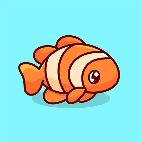 Fish Cartoon Mascot Vector Design Flat Cute Smile Expression Ocean