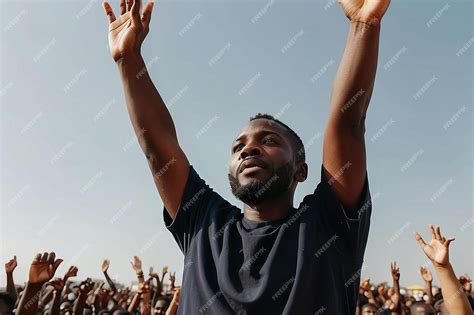 Premium Photo Man Raised His Arms Thank God