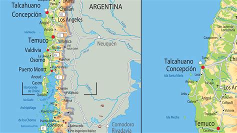 Chile Physical Map Tiger Moon