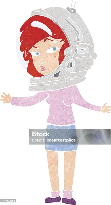 말풍선이 있는 여자 헬멧 착용하기 Astronaut 거친에 대한 스톡 벡터 아트 및 기타 이미지 거친 귀여운 그리기 Istock